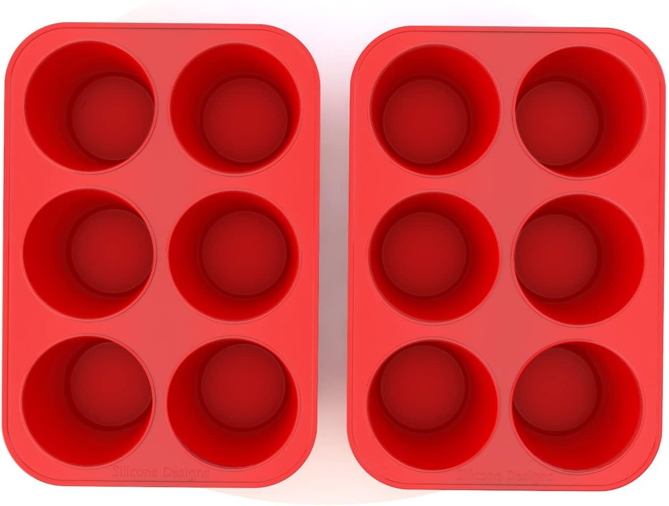 Silicone Texas Muffin Pans and Cupcake Maker, 6 Cup Large, Set of 2, Professional Use