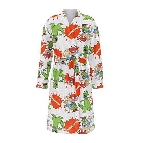 Nickelodeon Rugrats SUPER PLUSH Full-Length Long Sleeve Fleece Wrap Robe with Reptar, Tommy and Chuckie, One size Fits all