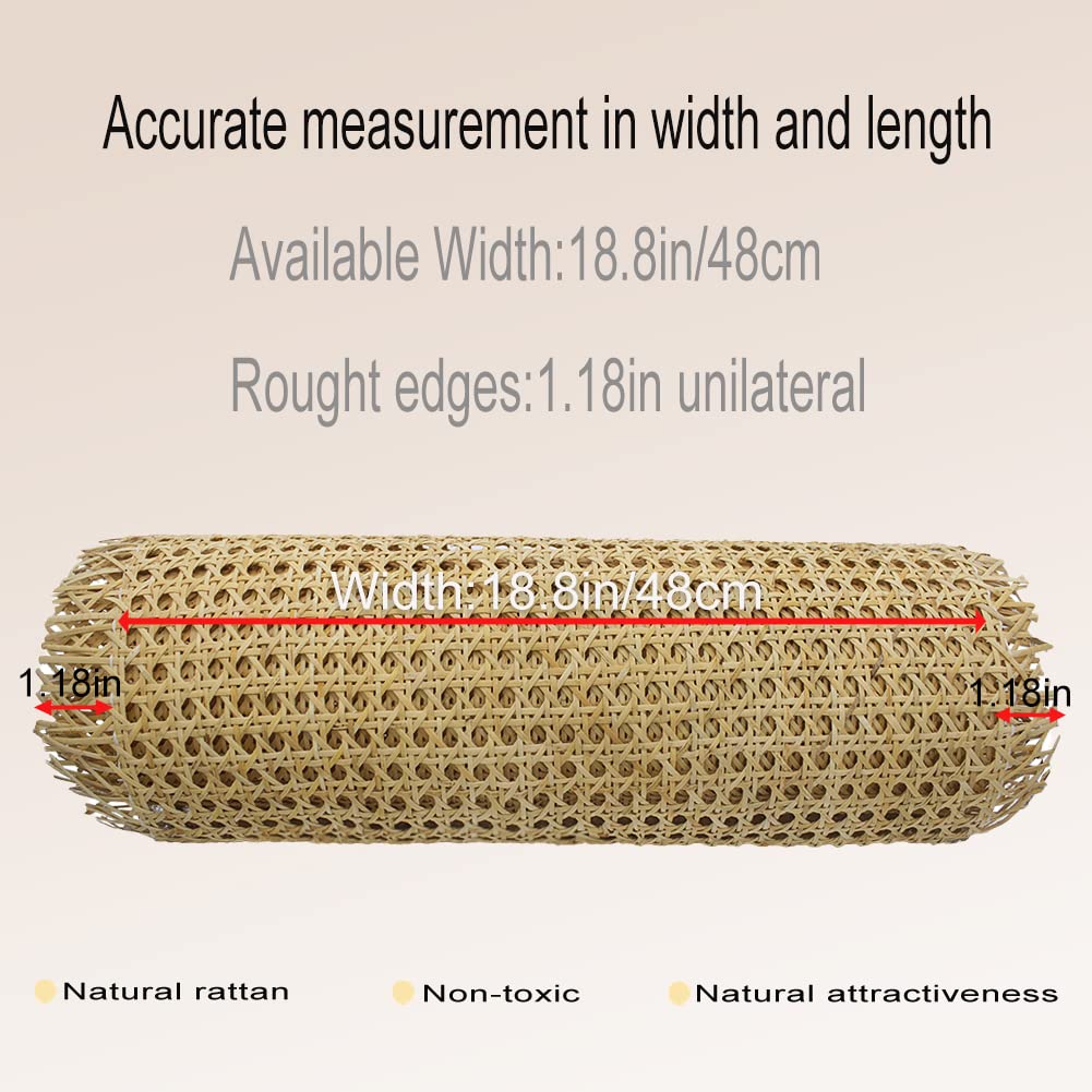 18" Widthx3.3 Feet Open Natural Rattan Webbing Cane Webbing Roll Sheet Supplies Kit,Rattan Cane Caning Material Roll Sheet, Ratan Cane Mesh Fabric,Cane Woven Weave for Chairs Furniture Caning Projects