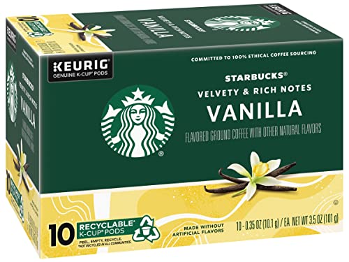 Starbucks Flavored Coffee K-Cup Pods, Vanilla Flavored Coffee, Made without Artificial Flavors, Keurig Genuine K-Cup Pods, 10 CT K-Cups/Box (Pack of 2 Boxes)