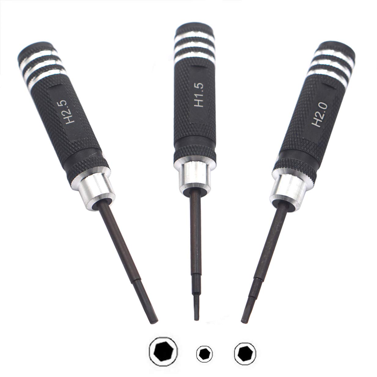 7PCS Vgoohobby Hex Screw Driver Screwdriver Repair Tool Kit Set Hex Nut Key Socket for RC Helicopter Airplane Robotics Car,H1.5 2.0 2.5mm Hex,4.0 5.5mm Spanner Box,0#+,1#- Slot Screwdrivers