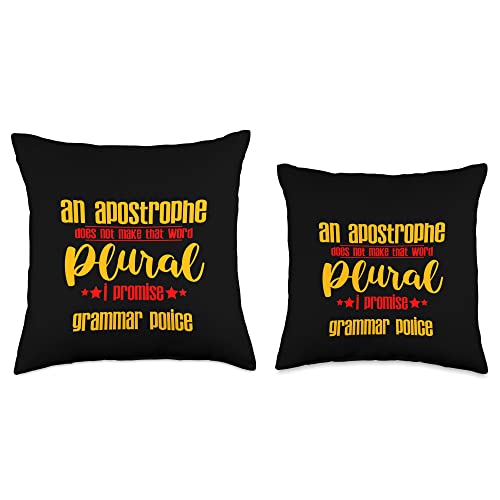English Teacher FH An Apostrophe Does Not Make That Word Plural, I Promise-Throw Pillow, 18x18, Multicolor