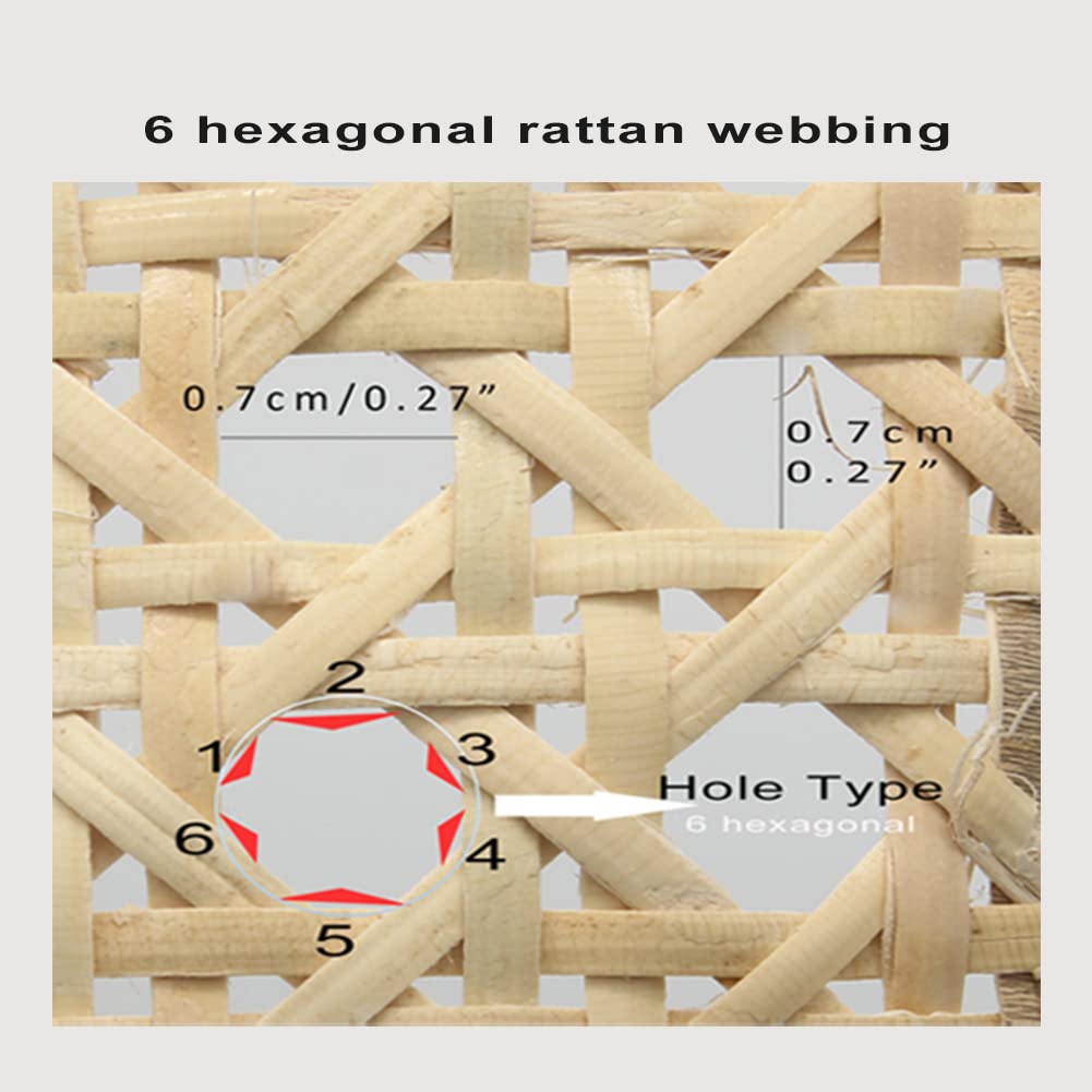 18" Widthx3.3 Feet Open Natural Rattan Webbing Cane Webbing Roll Sheet Supplies Kit,Rattan Cane Caning Material Roll Sheet, Ratan Cane Mesh Fabric,Cane Woven Weave for Chairs Furniture Caning Projects