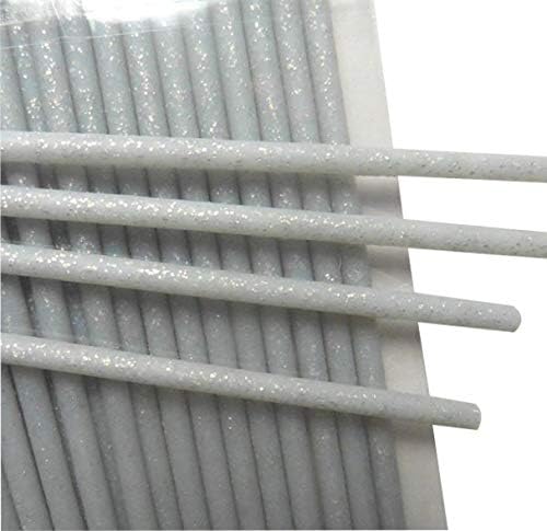 50pcs Silver Fairy Dust Glitter Plastic Sticks, 6" (150mm) x 5/32" (4.5mm)