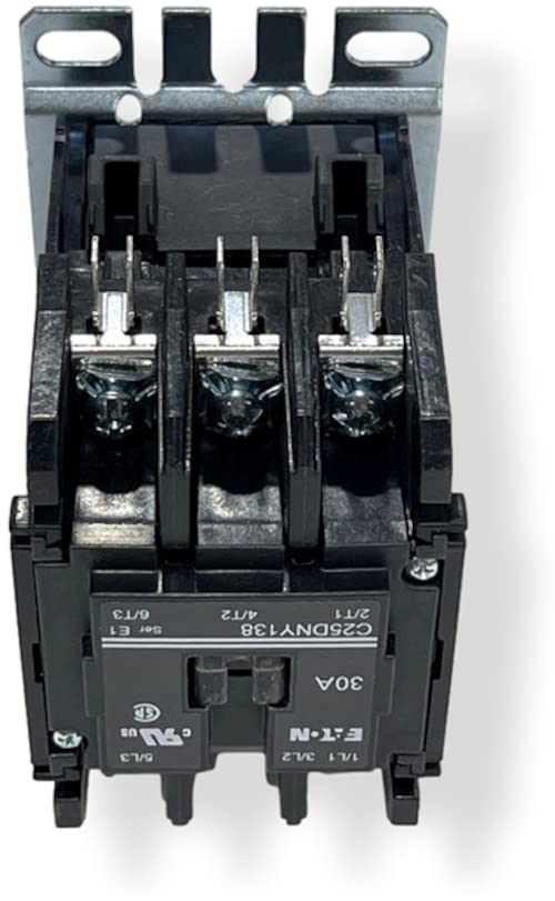 Eaton E1C25DNY138 Electrical Non-Reversing Definite Purpose Control Contactor, Coil Voltage 110/120V 50/60Hz, Dual QC Coil Term, 3-Pole, 30A Inductive, 40A Resistive