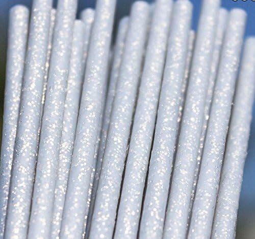 50pcs Silver Fairy Dust Glitter Plastic Sticks, 6" (150mm) x 5/32" (4.5mm)