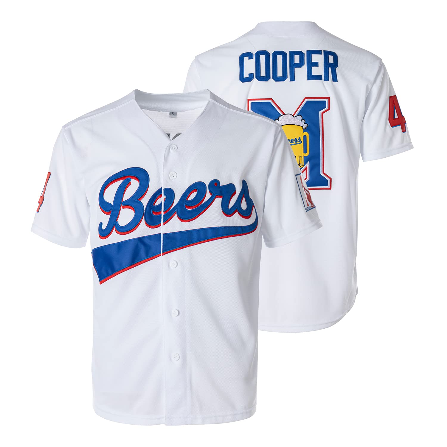 Stitched Doug Remer Beers Jersey Joe Cooper 44# 17# Movie Baseball Jerseys for Mens Size S-3XL (44,X-Large)