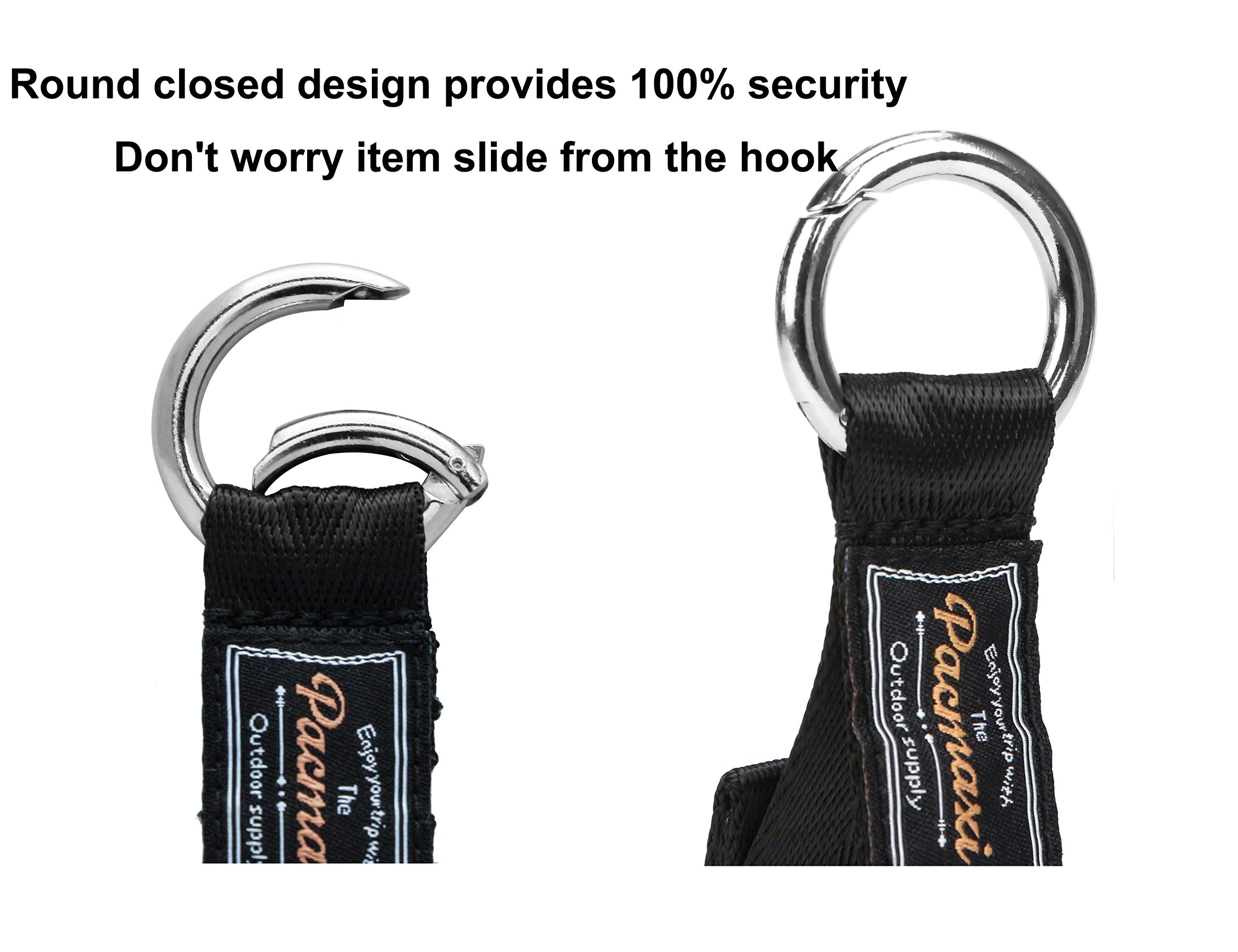 PACMAXI Round Strong Handy Hooks Clips Organizer Hanger for Walker, Rollator, Crutches, Wheelchair, Shopping Cart, 2 Pack (Black)