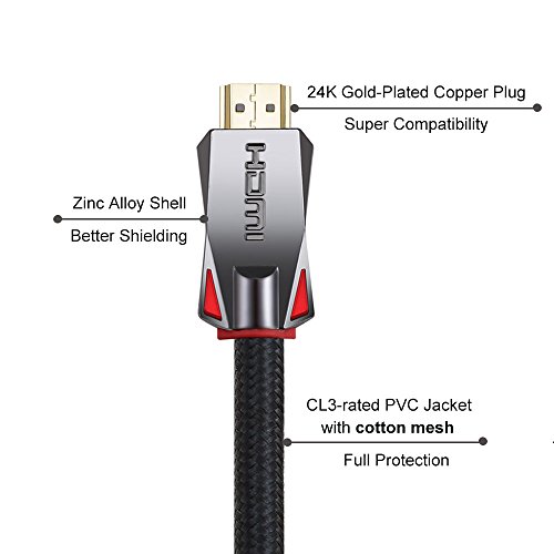4K HDR HDMI Cable 3 Feet, 4K 120Hz(4:4:4, HDR10 ARC HDCP 2.3/2.2) 1440p 165Hz High Speed Ultra HD Bi-Directional Cord 26AWG Compatible with Apple-TV Ps4 Xbox One