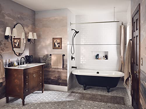 Moen 82021BL Ronan Single Handle Modern Tub and Shower Faucet with Magnetix Rainshower, Valve Included, 2, Matte Black