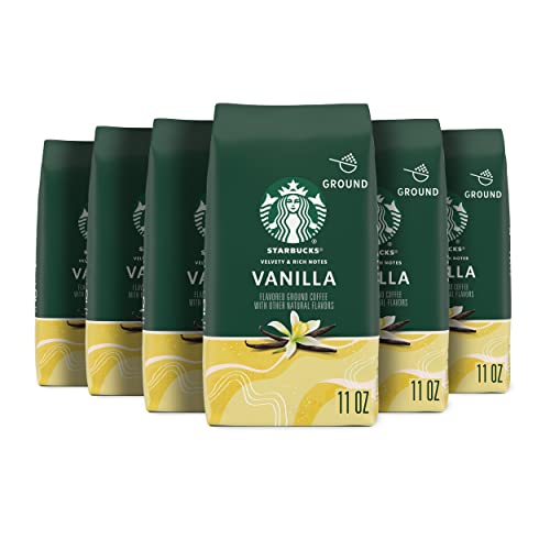 Starbucks Ground CoffeeāVanilla Flavored CoffeeāNo Artificial Flavorsā100% Arabicaā6 bags (11 oz each)