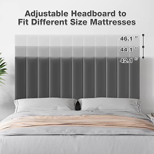 IDEALHOUSE Queen Bed Frame Modern Velvet Upholstered 11 Inch Bed Frame with Headboard No Box Spring Needed (Queen (U.S. Standard))