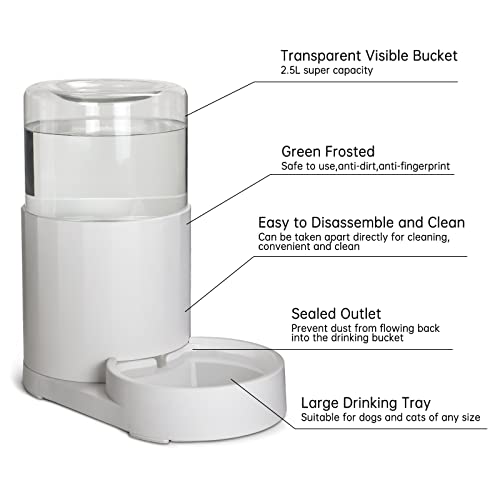 Sfozstra Automatic Pet Water,3L Large Capacity Automatic Water Dispenser, 100% BPA-Free, Gravity Pet Water Dispenser, Dog Cat Water Food