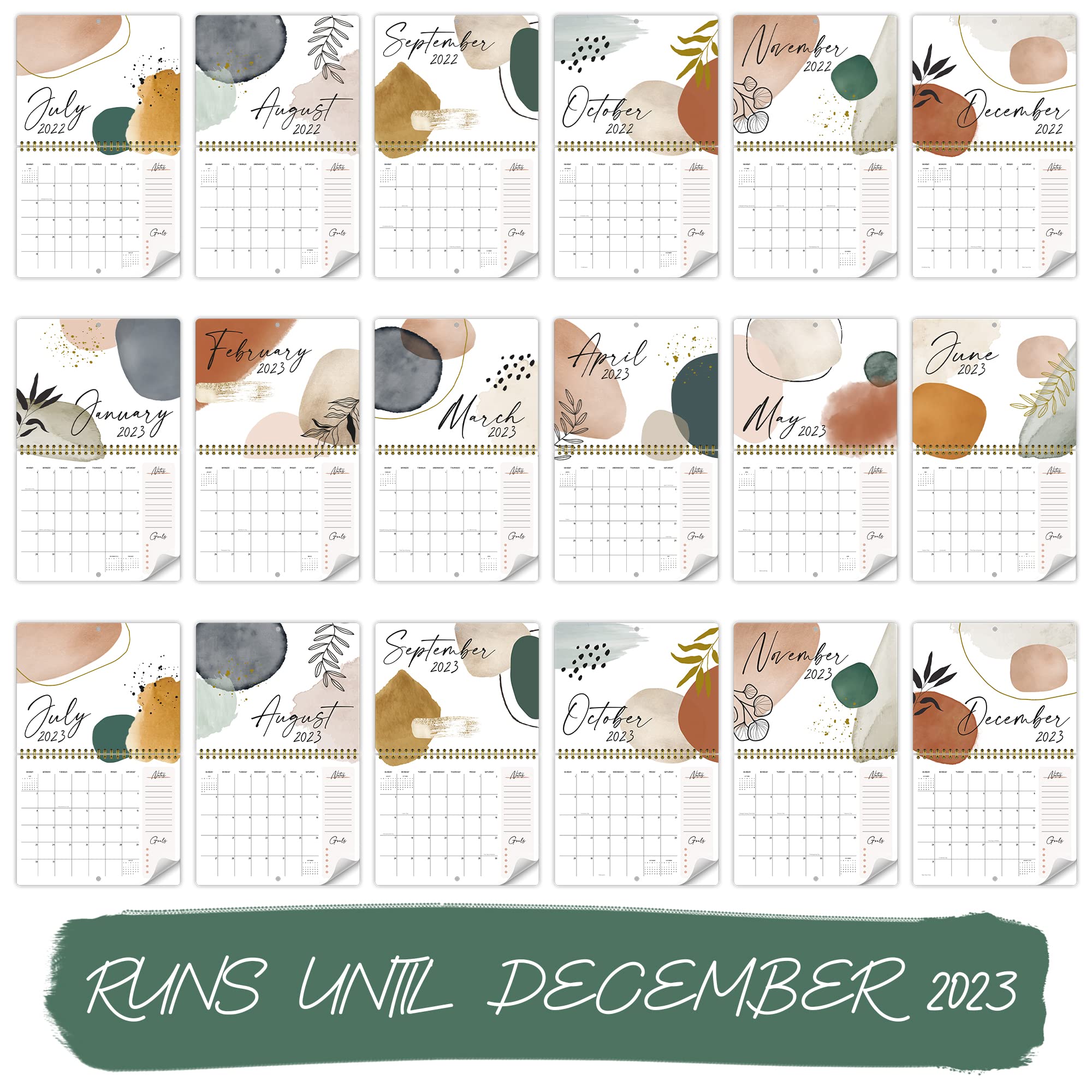 Aesthetic Wall Calendar in Abstract Art Design - Runs Until December 2023 - The Perfect Monthly Calendar for Easy Planning - Incl. 2022
