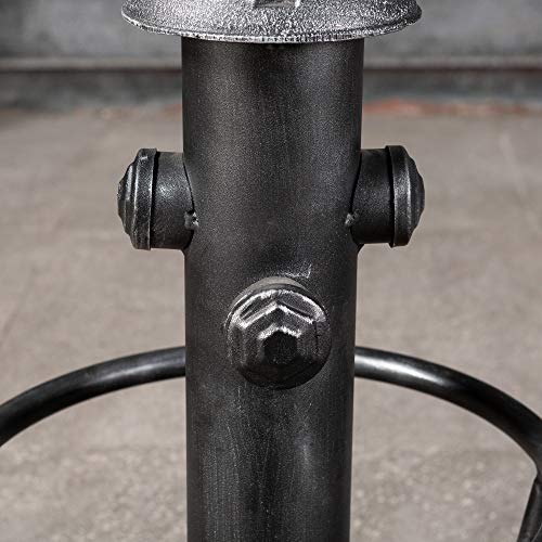 Topower American Antique Industrial Round Bottom Adjustable Height Cafe Coffee Retro Vintage Stylish Water Pipe Design Pub Kitchen Bar Stool (Silver, PU Leather Top)