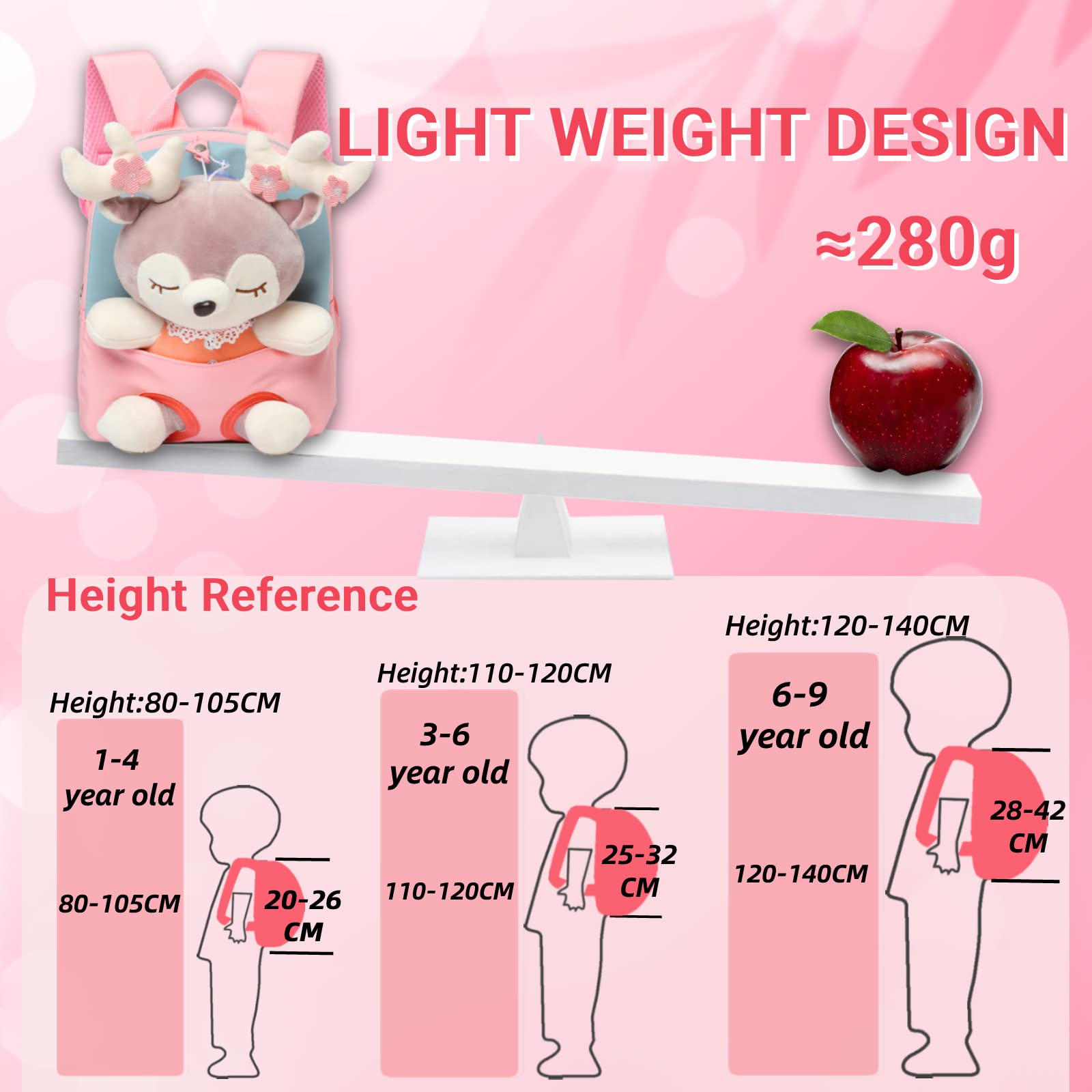 Cute Toddler Backpack for Girls, Mini Baby Girl Backpack for Toddler Girls Toys 2 3 4 5 6 years old, Little Doll Stuffed Animal kids Plush Backpack(Pink)