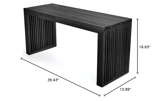 APRTAT Bamboo Dining Bench, 35 inch Farmhouse Decor Indoor Kitchen Table Bench, Entryway Shoe Rack Bench, Outdoor Bench, Solid Bamboo Benches for Living Room, Hallway, Bedroom, Bathroom