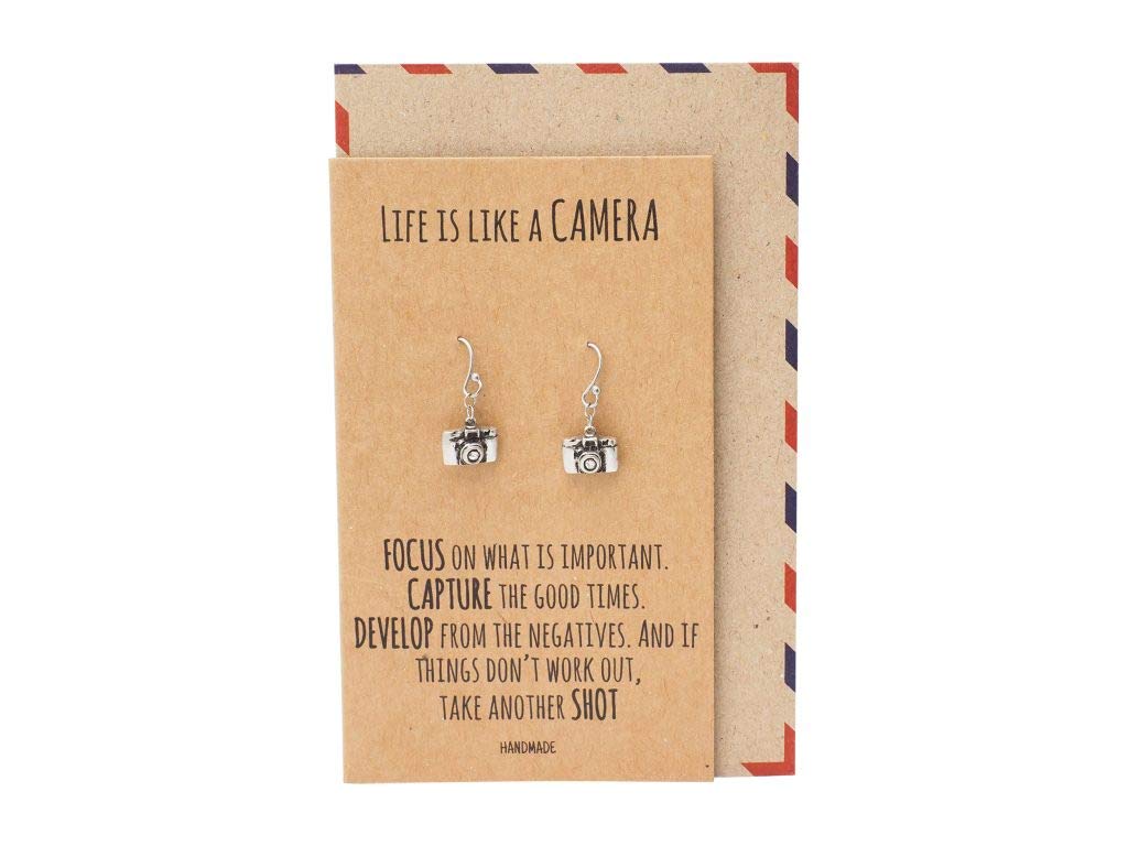 Quan Jewelry Cute Vintage Camera Miniature Jewelry for Women, Photography Gifts (Earrings)