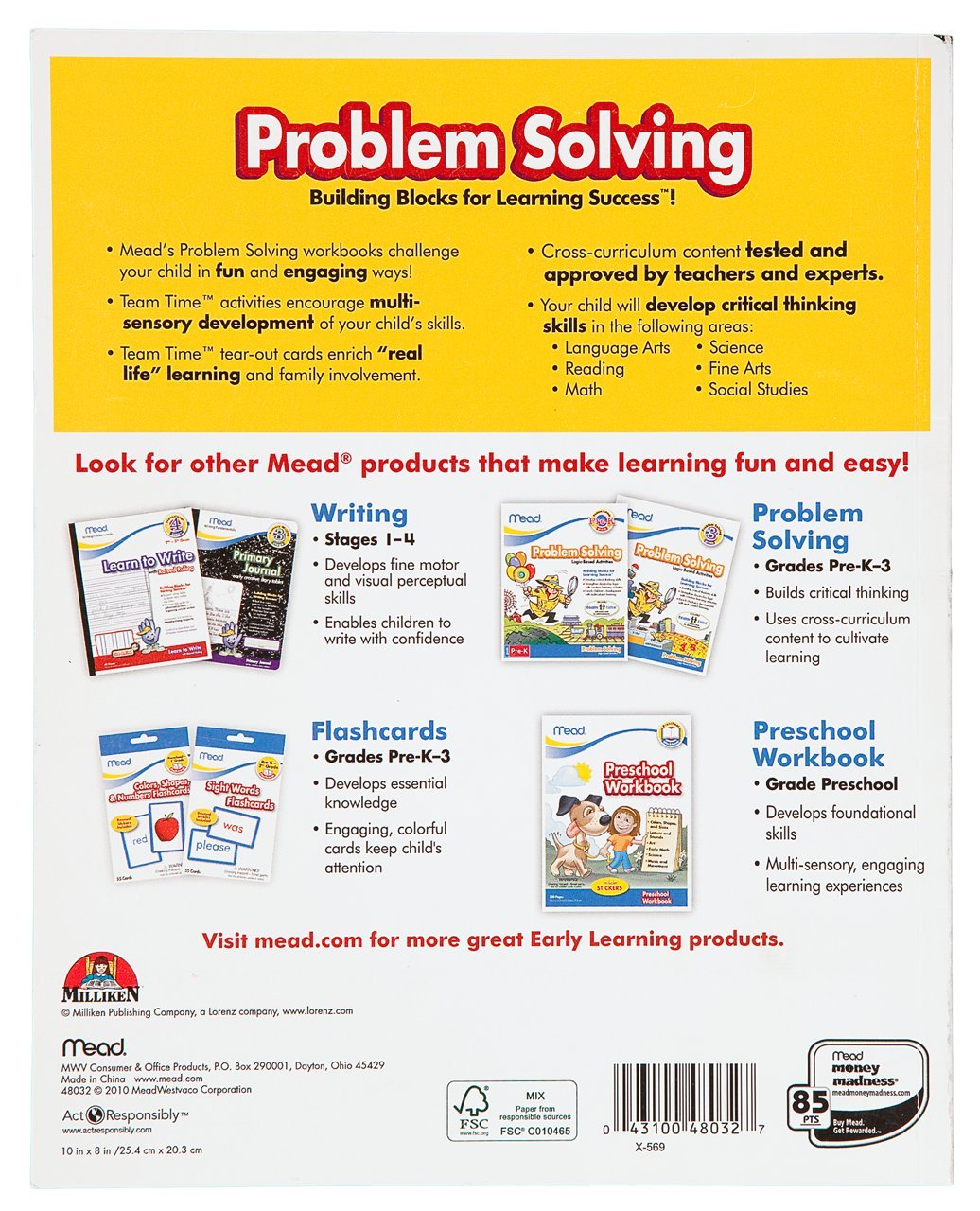 Mead 3rd Grade Problem Solving Workbook, 10 x 8-Inches, 96 Pages (48032)