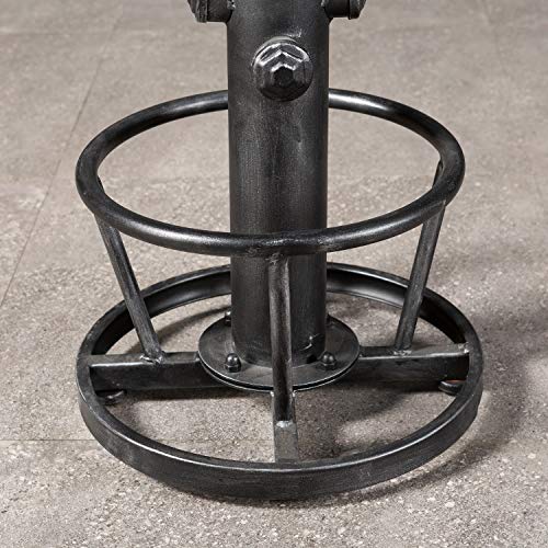 Topower American Antique Industrial Round Bottom Adjustable Height Cafe Coffee Retro Vintage Stylish Water Pipe Design Pub Kitchen Bar Stool (Silver, PU Leather Top)