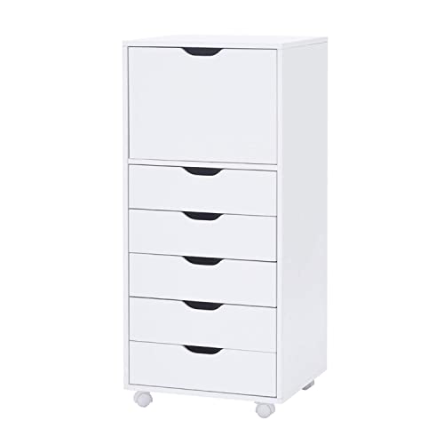 Naomi Home Carly 6-Drawer Office Storage File Cabinet on Wheels, Mobile Under Desk Filing Drawer Unit, Craft Storage Organization for Home, Office β White