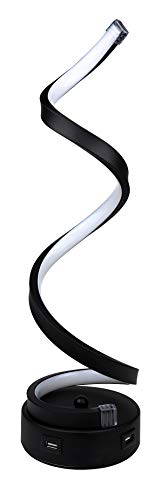 SkyeyArc Vertical Spiral Dimmable LED Table Lamp with 2 USB Charging Ports, LED Desk Lamp with Remote Control, Contemporary Minimalist Lighting Design, Multiple Color Temperature Light, 12W, Black