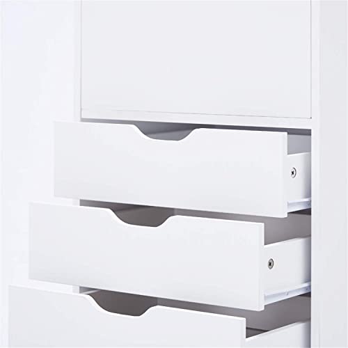 Naomi Home Carly 6-Drawer Office Storage File Cabinet on Wheels, Mobile Under Desk Filing Drawer Unit, Craft Storage Organization for Home, Office β White