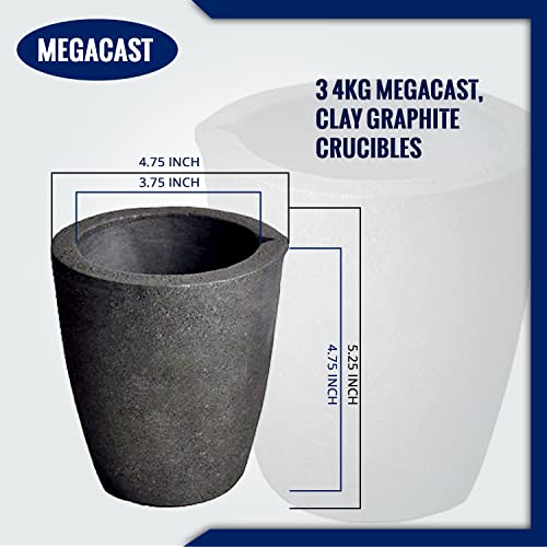 #3 6KG MegaCastā¢, Foundry Clay Graphite Crucibles Black Cup Furnace Torch Melting Casting Refining Gold Silver Copper Brass Aluminum