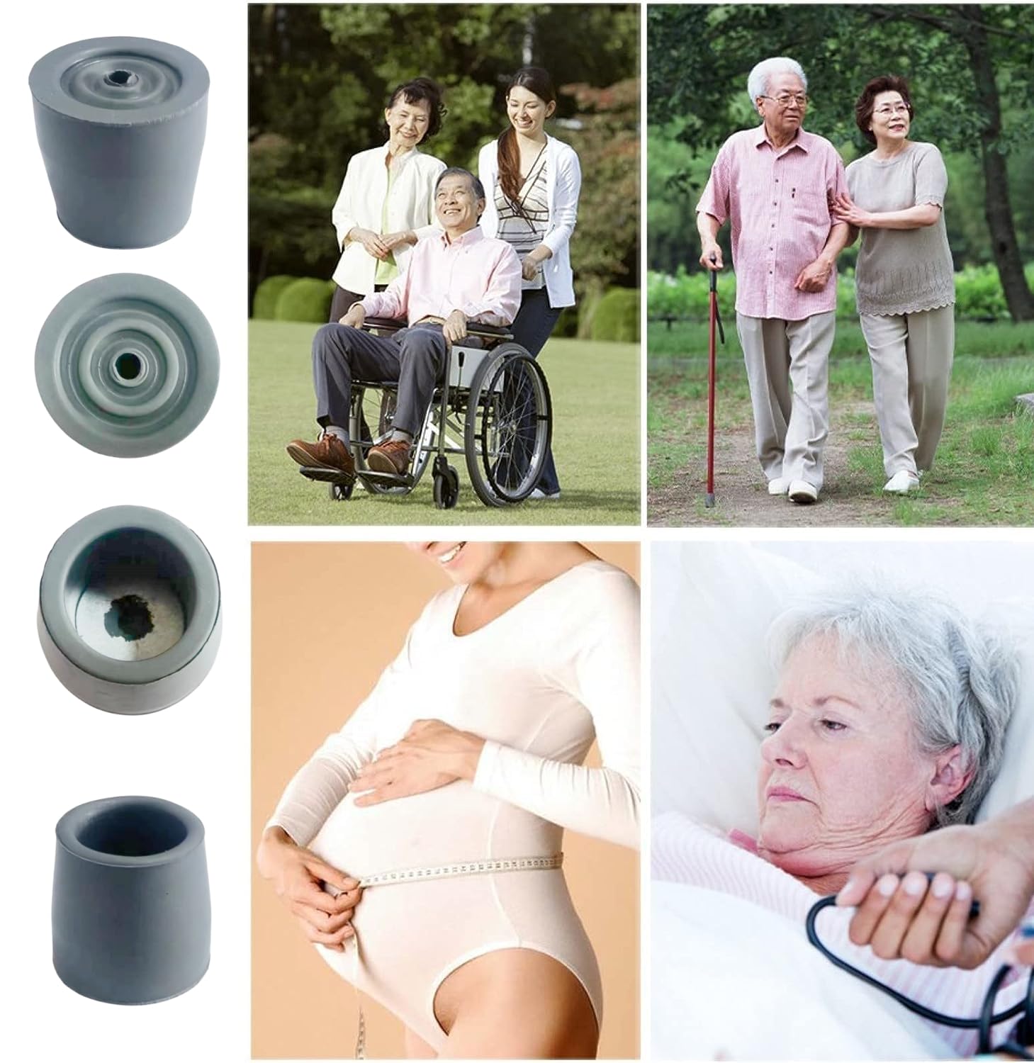 Walker Rubber Tips Replacement 1 Inch Heavy Duty Steel-Reinforced Rubber Tips for Walkers Commodes Shower Chairs Walking Canes, Essential Walker Feet Accessories for Seniors