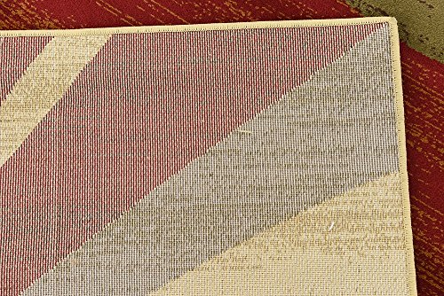 Unique Loom Barista Collection Modern, Abstract, Waves, Urban, Rustic, Warm Colors Area Rug, 8 ft x 10 ft, Beige/Burgundy