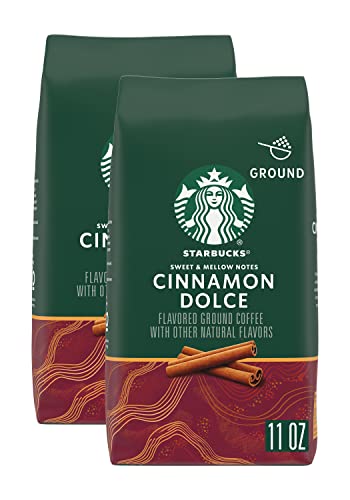 Starbucks Flavored Ground Coffee, Cinnamon Dolce Flavored Coffee, Blonde Roast Coffee, Made with Ground Arabica Coffee Beans, 11-Ounce Bag (Pack of 2)
