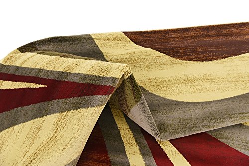Unique Loom Barista Collection Modern, Abstract, Waves, Urban, Rustic, Warm Colors Area Rug, 8 ft x 10 ft, Beige/Burgundy