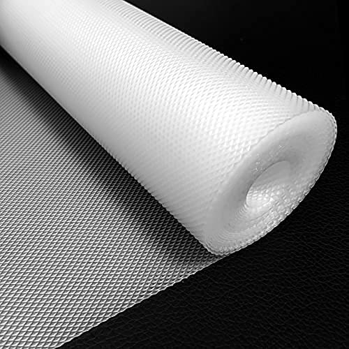 UXTAGR Kitchen Shelf Liner Fridge Liners Drawer Shelf Liner EVA Double Sided Non-Slip Non-Adhesive Anti-Slip Mats for Home Office,Multi-functionLiner Transparent Diamond Pattern(17.7”x 59”)