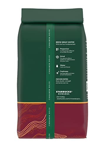 Starbucks Flavored Ground Coffee, Cinnamon Dolce Flavored Coffee, Blonde Roast Coffee, Made with Ground Arabica Coffee Beans, 11-Ounce Bag (Pack of 2)