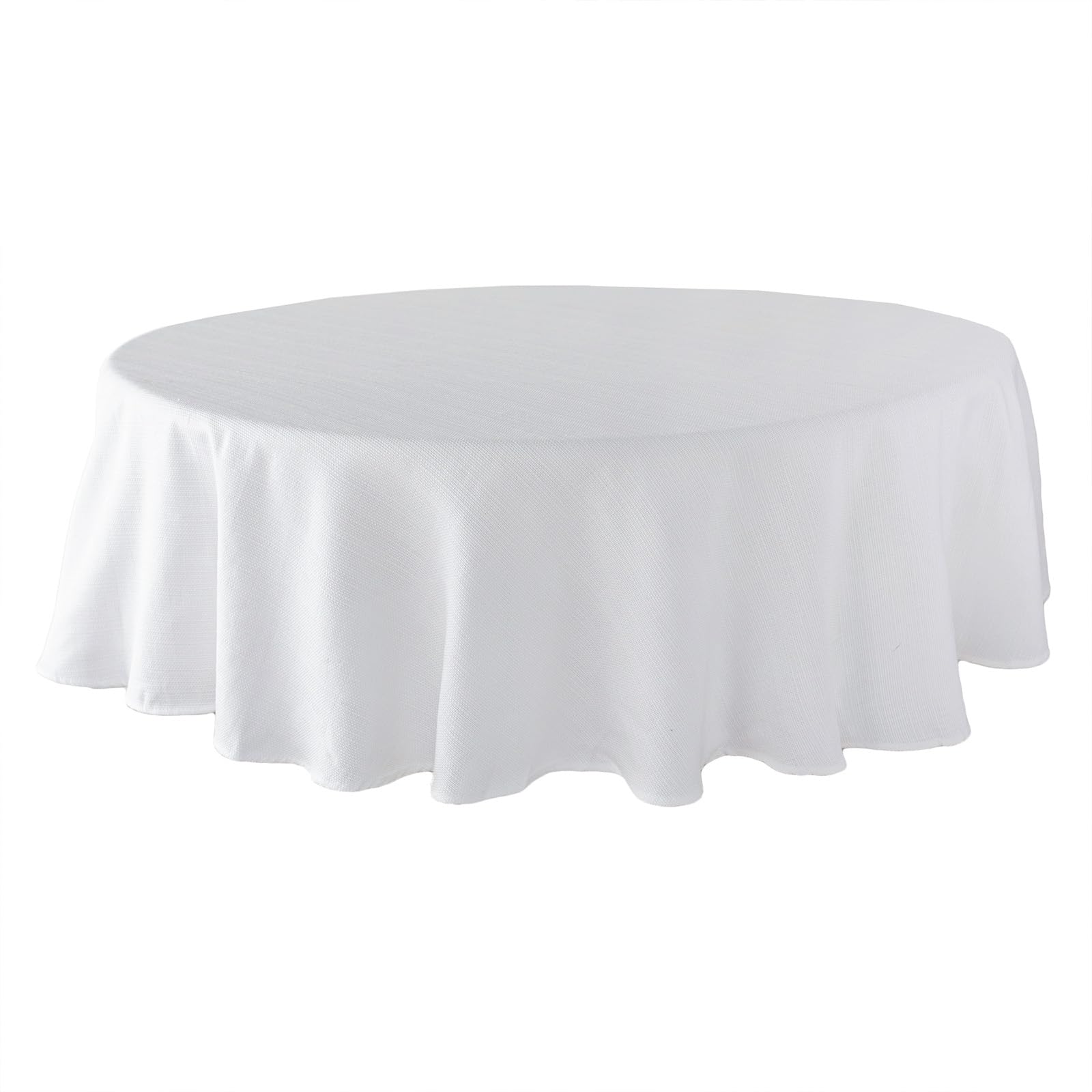 Benson Mills Cameron Textured Fabric Table Cloth, for Everyday Home Dining, Parties, Weddings & Holiday Tablecloths (70" Round, White)