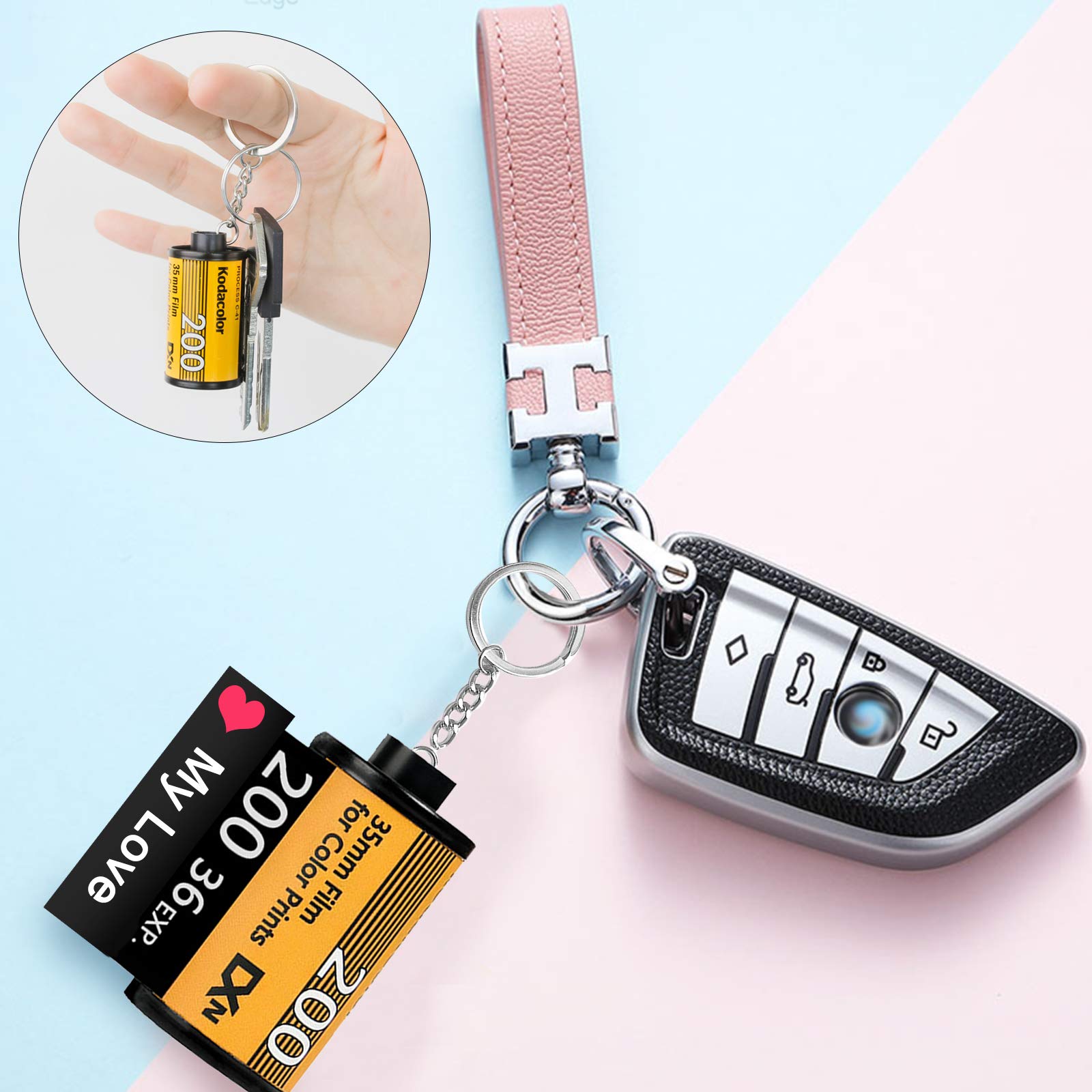 Yananka Personalized Camera Film Roll Keychain with Photo,Custom Personal Roll Keyring,Customized Pictures Gifts for Men Women (15 Photos)