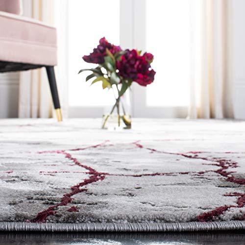 SAFAVIEH Craft Collection 5'3" x 7'6" Grey / Wine CFT877S Modern Abstract Non-Shedding Living Room Bedroom Dining Home Office Area Rug