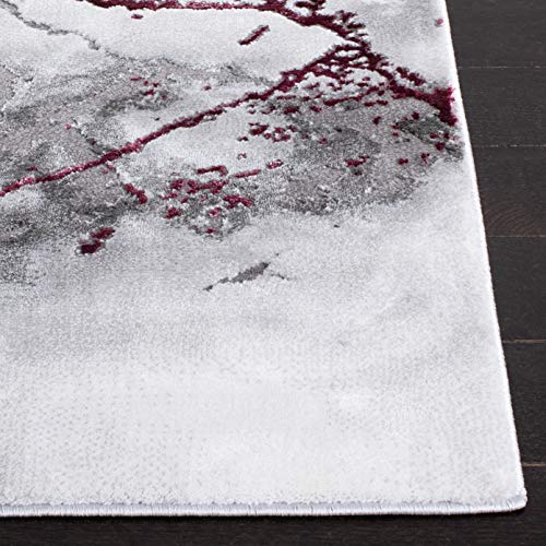 SAFAVIEH Craft Collection 5'3" x 7'6" Grey / Wine CFT877S Modern Abstract Non-Shedding Living Room Bedroom Dining Home Office Area Rug