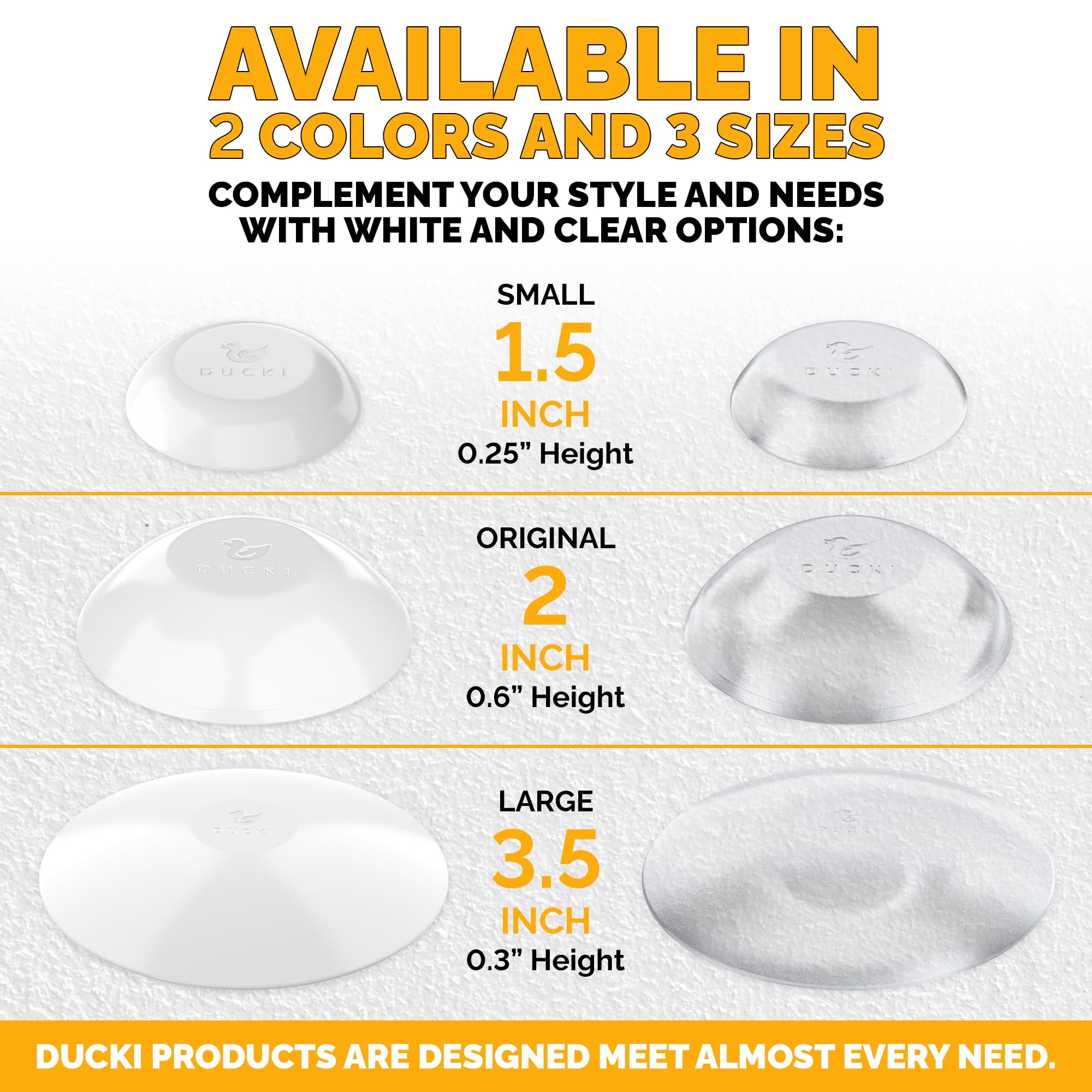 Ducki Door Stopper Wall Protector - Self Adhesive, Quiet, Reusable Shock Absorbent Gel - The Home or Office - Elegant Door Handle Silencer and Wall Protection Solution- (4pk)(Clear)