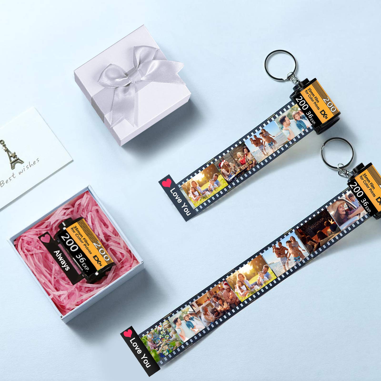 Yananka Personalized Camera Film Roll Keychain with Photo,Custom Personal Roll Keyring,Customized Pictures Gifts for Men Women (15 Photos)