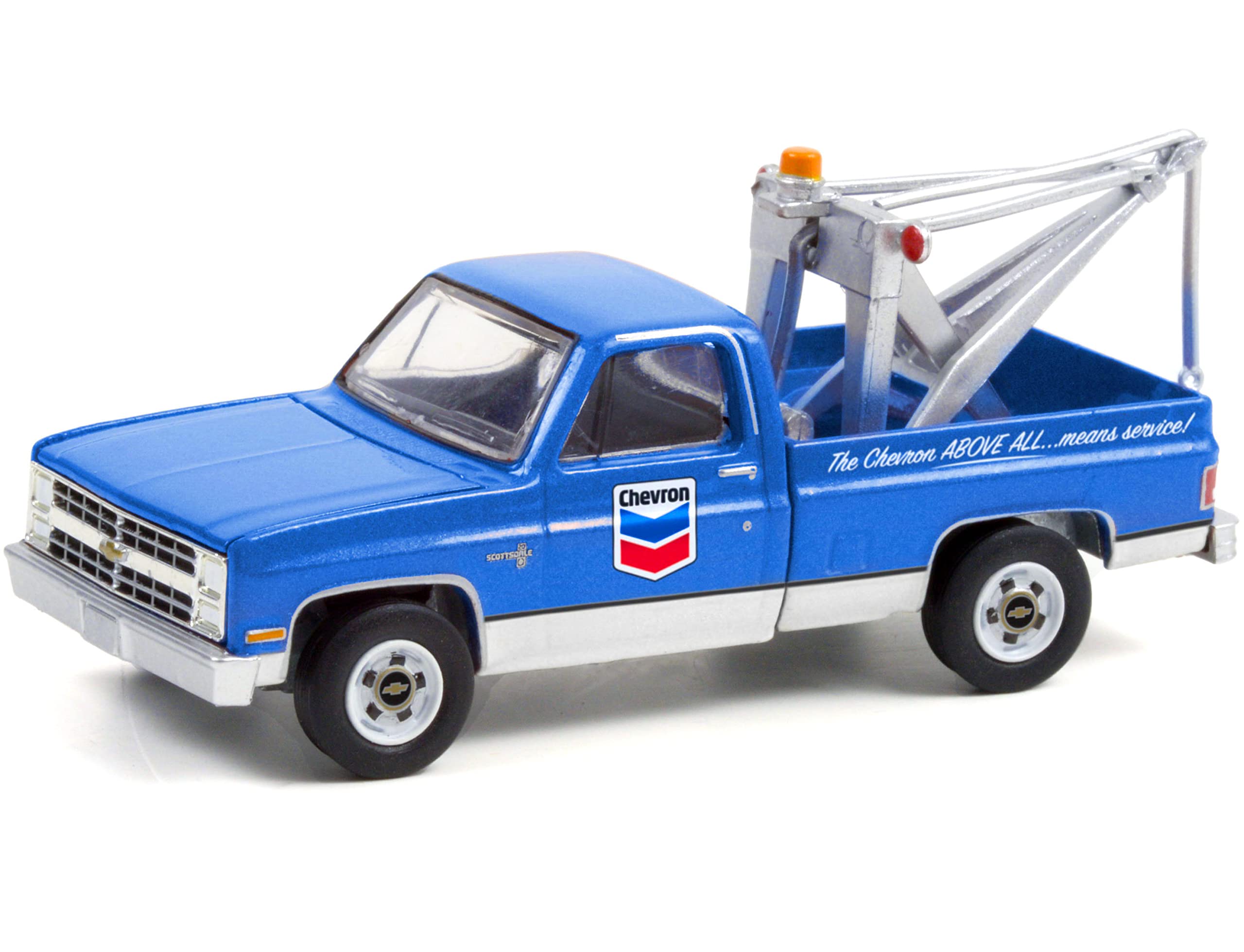 1983 Chevy C20 Scottsdale Tow Truck with Drop-in Tow Hook Blue Blue Collar Collection Series 9 1/64 Diecast Model Car by Greenlight 35200 D