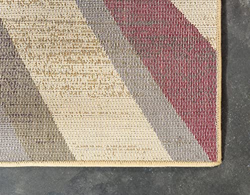 Unique Loom Barista Collection Modern, Abstract, Waves, Urban, Rustic, Warm Colors Area Rug, 8 ft x 10 ft, Beige/Burgundy