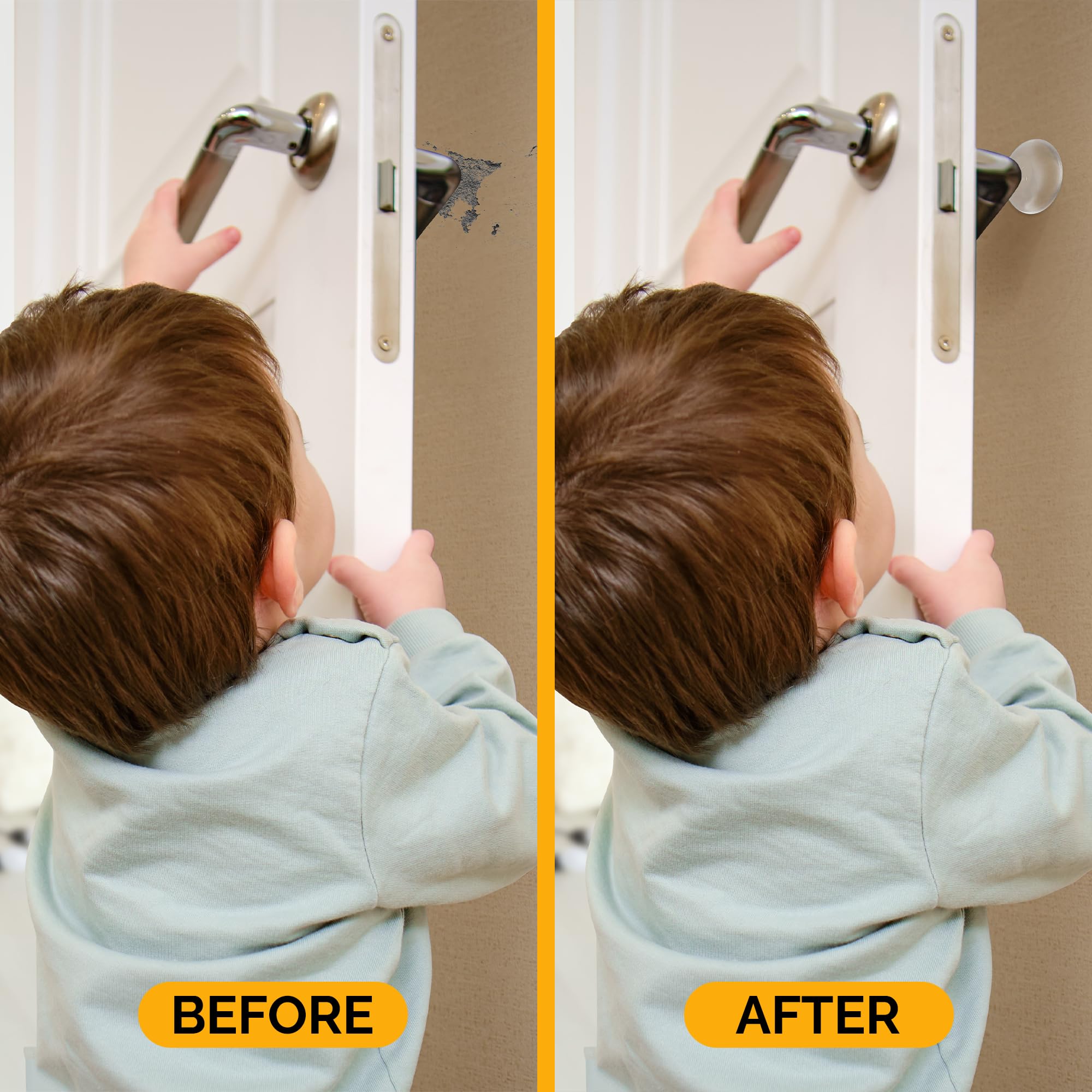 Ducki Door Stopper Wall Protector - Self Adhesive, Quiet, Reusable Shock Absorbent Gel - The Home or Office - Elegant Door Handle Silencer and Wall Protection Solution- (4pk)(Clear)