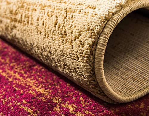 Unique Loom Barista Collection Modern, Abstract, Waves, Urban, Rustic, Warm Colors Area Rug, 8 ft x 10 ft, Beige/Burgundy