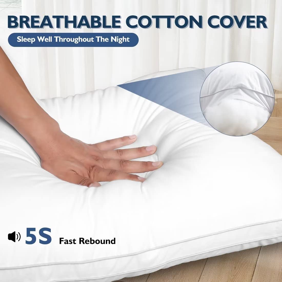 JICUSE Bed Pillows King Size Set of 2, Hotel Quality King Pillows 2 Pack for Sleeping with Soft Down Alternative Filling, Gusseted Bedding Pillow for Back, Stomach or Side Sleepers, 20" x 36"