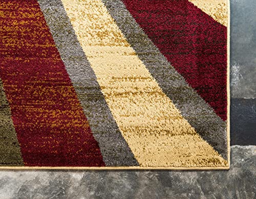 Unique Loom Barista Collection Modern, Abstract, Waves, Urban, Rustic, Warm Colors Area Rug, 8 ft x 10 ft, Beige/Burgundy