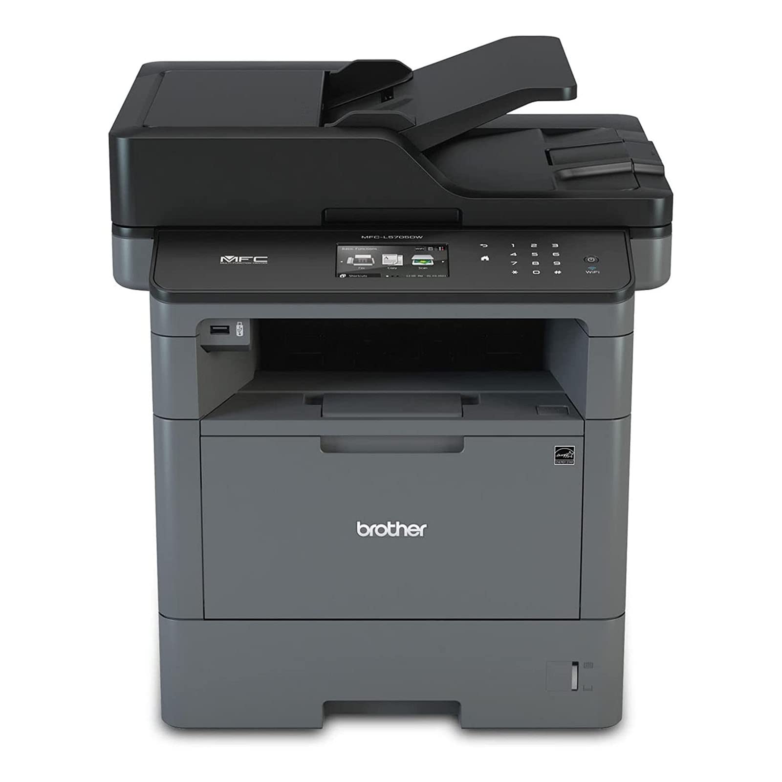 Brother MFC-L5705DW All-in-One Wireless Monochrome Laser Printer, Print&Copy&Scan&Fax, 42ppm, 1200x1200dpi, 3.7ā Color Touchscreen Display, Duplex Printing, 50-Sheet ADF, Lanbertent Printer Cable