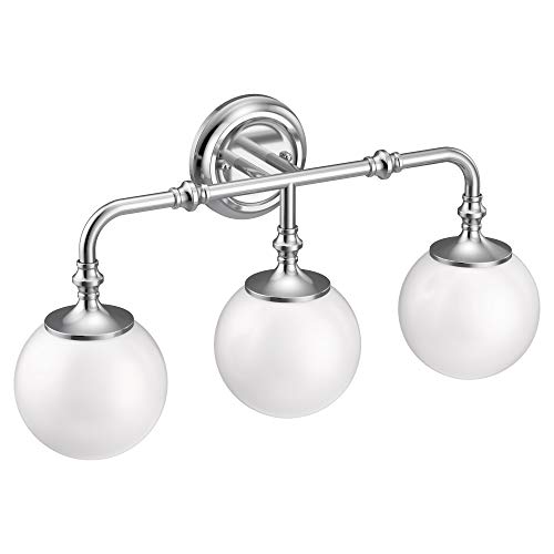 Moen YB0563CH Colinet 3-Light Dual-Mount Bath Bathroom Vanity Fixture with Frosted Glass, Chrome
