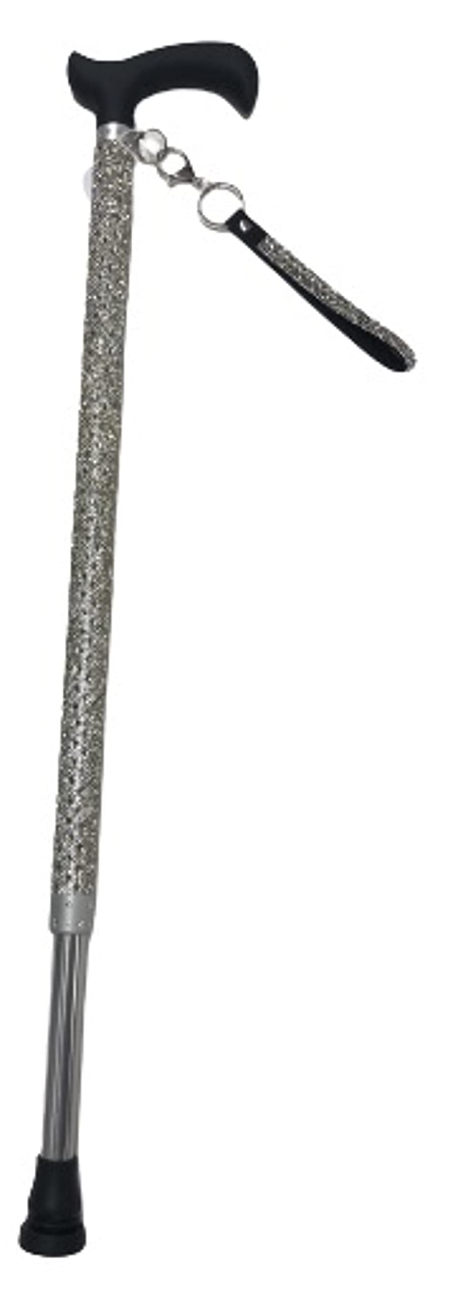 Jacqueline Kent JKC114.YL Aluminum Crystal Embellished Sugar Cane with Black Handle and Coordinating Wrist Band Adjustable 28.5 Inches to 37.5 Inches, Canary Yellow