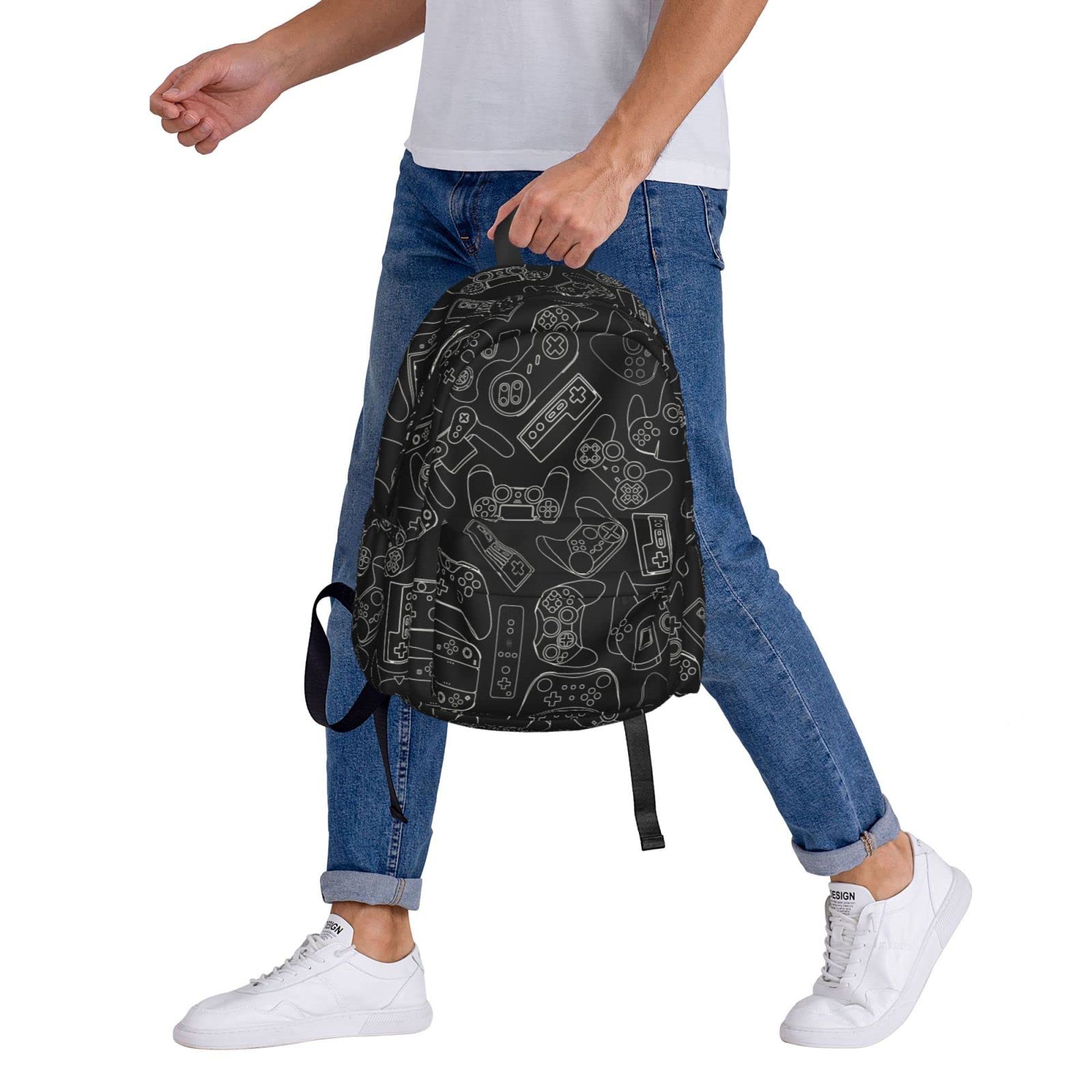 Oplp Video Game Controller Background Gadgets Large Capacity Backpack Lightweight Personalized Laptop Bag Tablet Travel School Bag with Multiple Pockets
